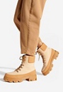 Pythios Lug Sole Bootie in Beige/ Lt Camel - Get great deals at JustFab