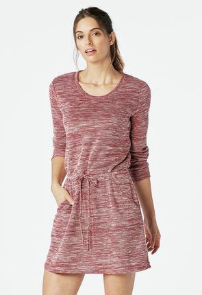 Drawstring Sweatshirt Dress in Oxblood Heather - Get great deals at JustFab