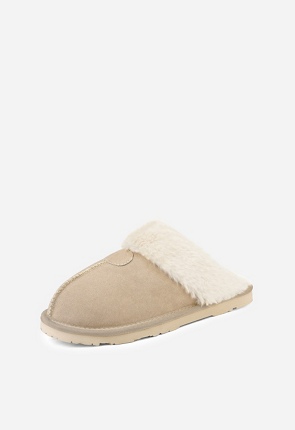 Fuzzy Bedroom Slippers in Sand - Get great deals at JustFab
