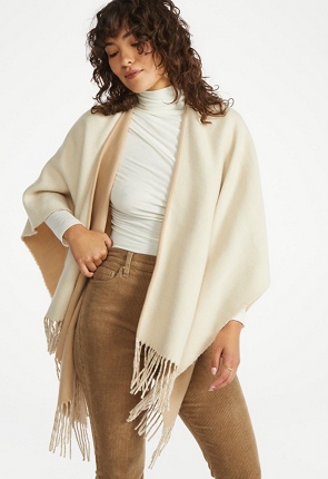 Reversible Frayed Ruana in New Nude - Get great deals at JustFab