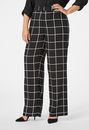 Window Pane Wide Leg Trousers in Black/ Ivory - Get great deals at JustFab