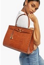 Belted Satchel With Key Fob in Whiskey Croc - Get great deals at JustFab
