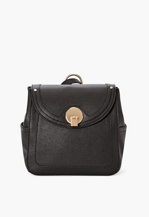 Circle Flap Backpack in Black - Get great deals at JustFab